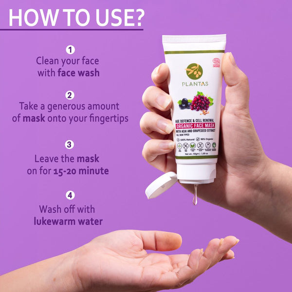 Organic Face Mask - Age Defence & Cell Renewal 50g | Plantas Care