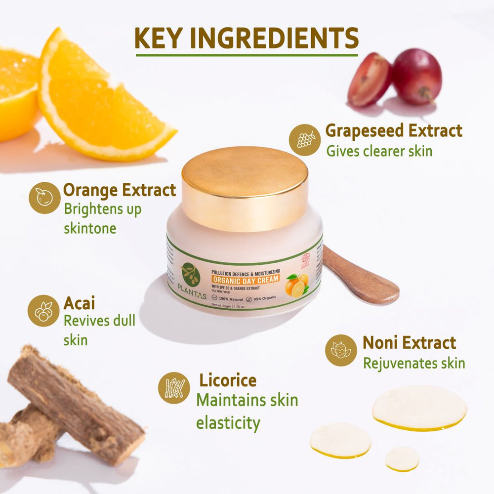 Buy Organic Day Cream with SPF 30 For Pollution Defence 50g | Plantas Care